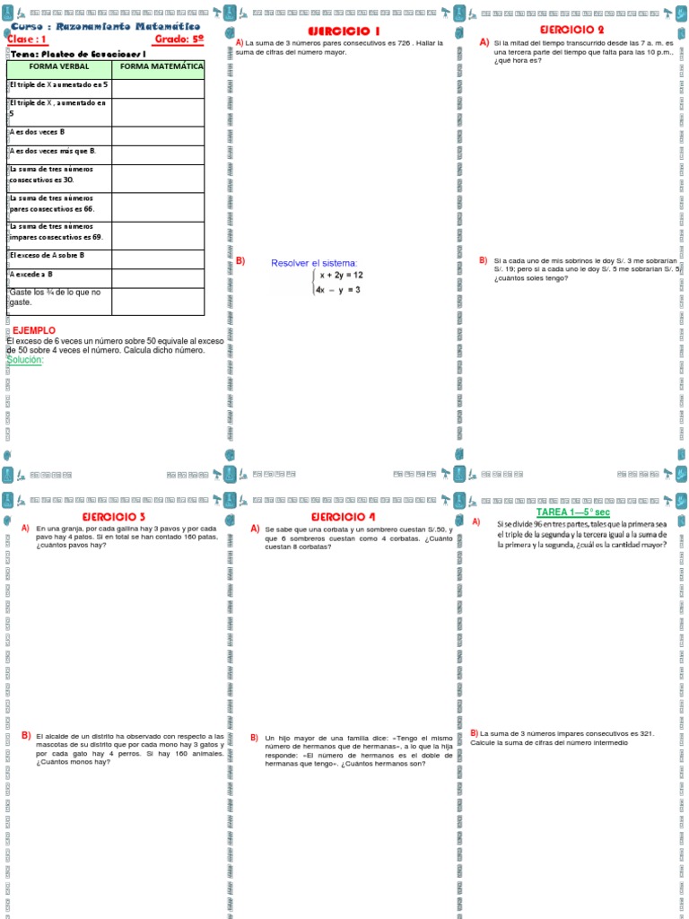 Clase 1 - Raz. Mat - 5° Sec-2023 - Marzo | PDF | Matemáticas