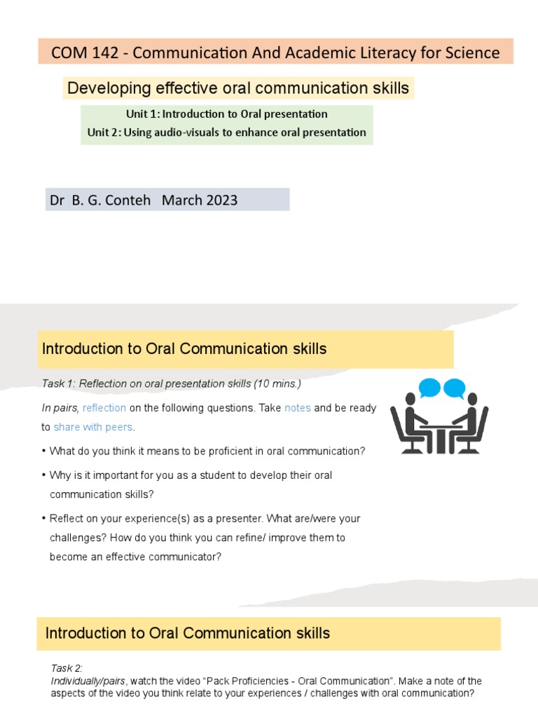 Developing effective oral communication skills slide | PDF