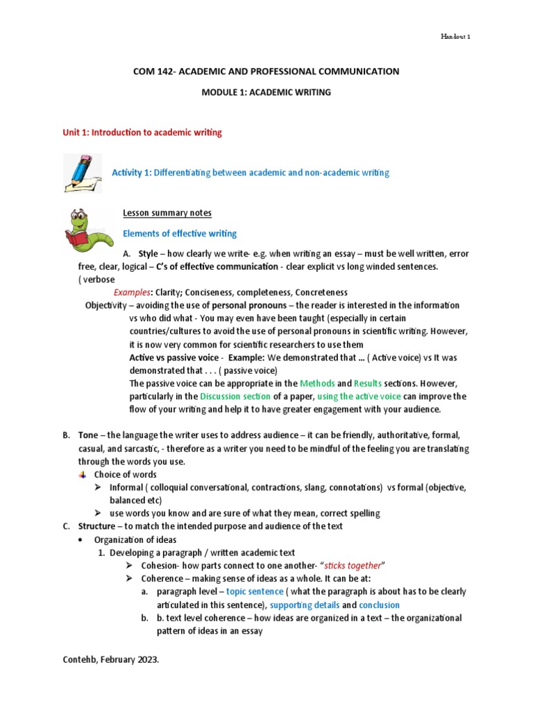 Summary Notes On Academic Writing | PDF | Writing | Essays
