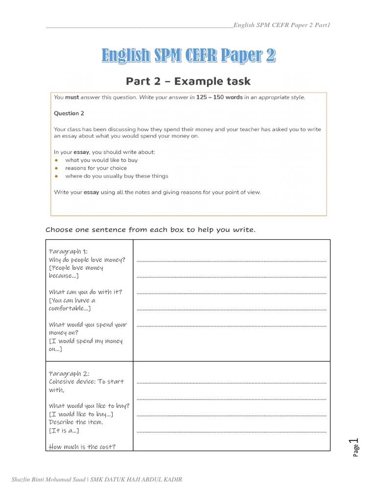 English SPM CEFR Paper 2 Part 2 | PDF | Malaysia | Honorifics