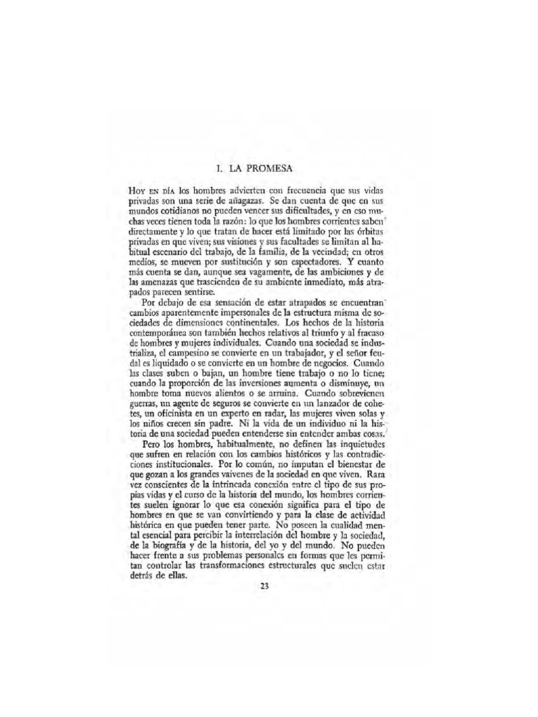 Wright Mills La Promesa | PDF | Pensamiento | Imaginación