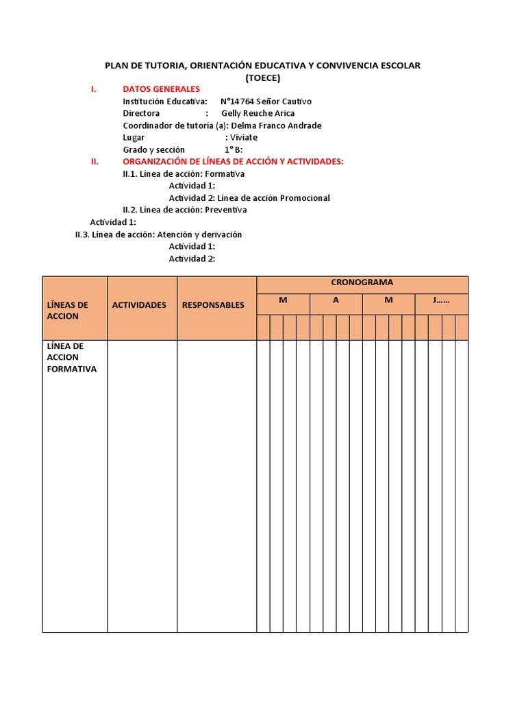 Formatos Planes de Toe | PDF