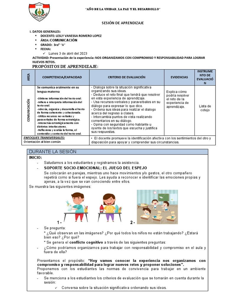 Sesión de Comunicación Presentación de La Experiencia NOS ORGANIZAMOS | PDF | Evaluación ...