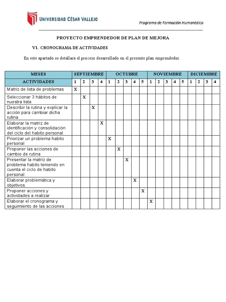 Indicaciones A Realizar Avance de Proyecto Plan de Mejora | PDF