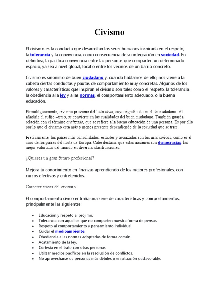 Que Es Civismo | PDF | Tolerancia | Comportamiento