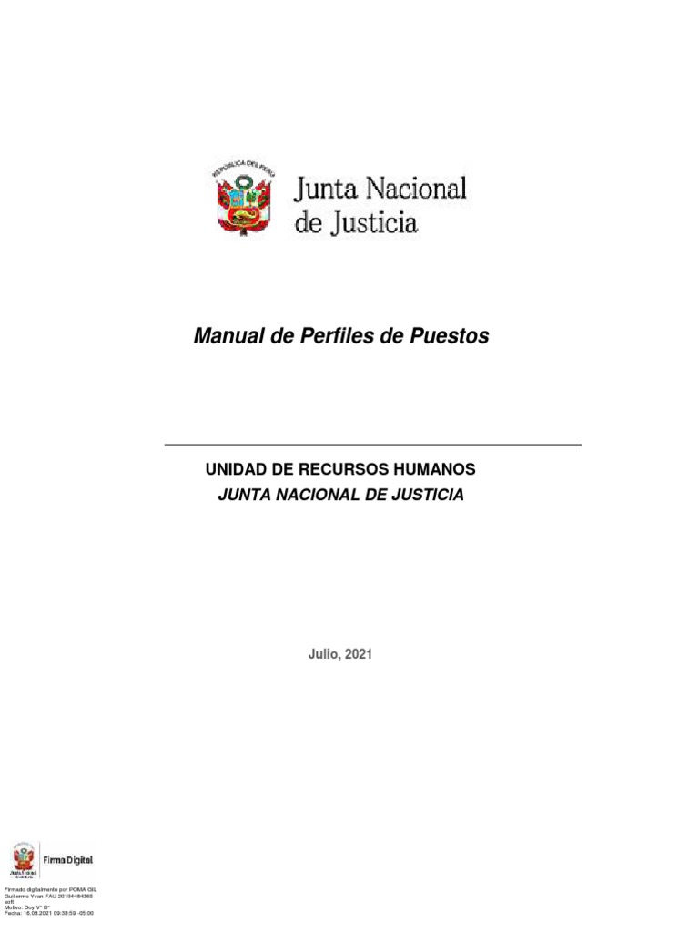 Manual de Perfiles de Puestos de la Junta Nacional de Justicia: Una ...