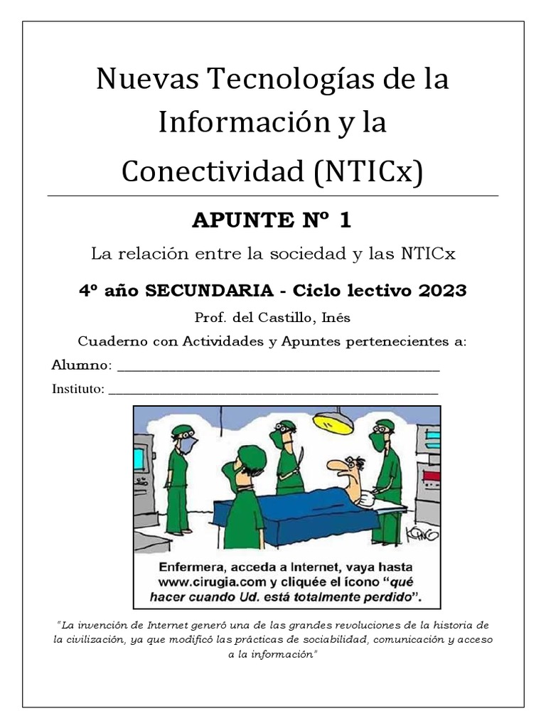 APUNTE #1 NTICx 4º Secundaria | PDF | Archivo de computadora | Internet