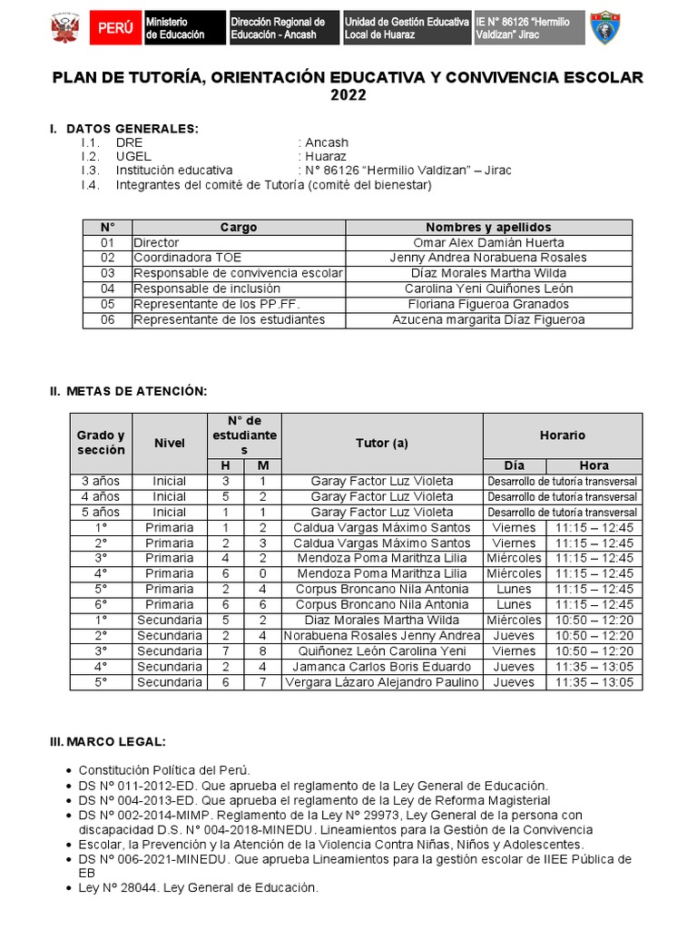 Z. Plan TOE + TOE Aula - 2023 V0 | PDF | La violencia contra las ...