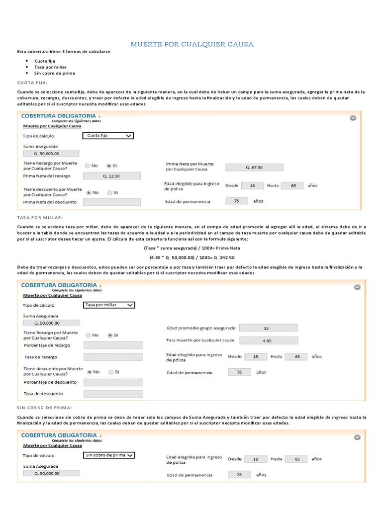 Pantallas de Coberturas Vida Colectivo Acsel-E | PDF | Especialidades ...