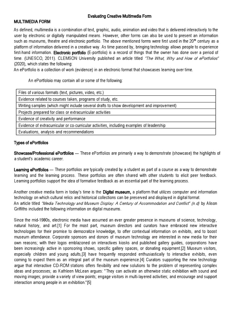 Evaluating Creative Multimedia Form & Creative Media Based | Download ...