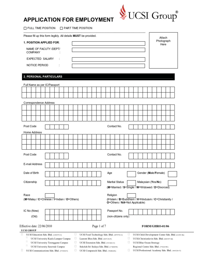 Application For Employment - Digitized | PDF | Professional ...