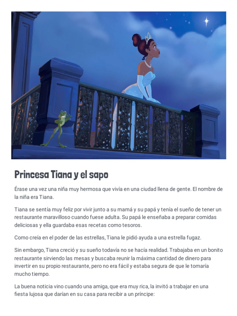 LA PRINCESA y EL SAPO Cuento de Disney Corto + Dibujos | PDF
