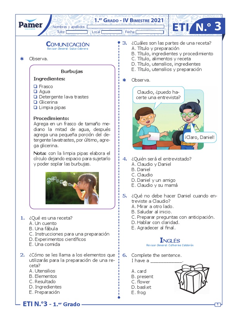 ETI N°3 - 1° Grado | PDF