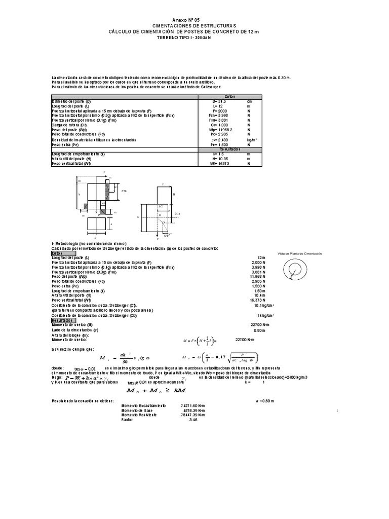 Calculo De Cimentacion Pdf Fundación Ingeniería Infraestructura