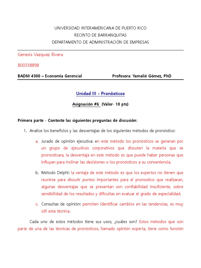 BADM 4300 - Asig #6 | PDF | Business | Ciencias económicas