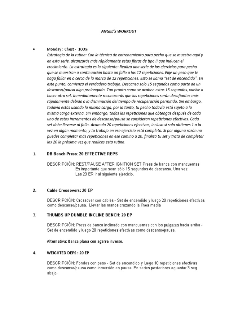 ANGEL Workout | PDF | Entrenamiento con pesas | Sistema musculoesquelético