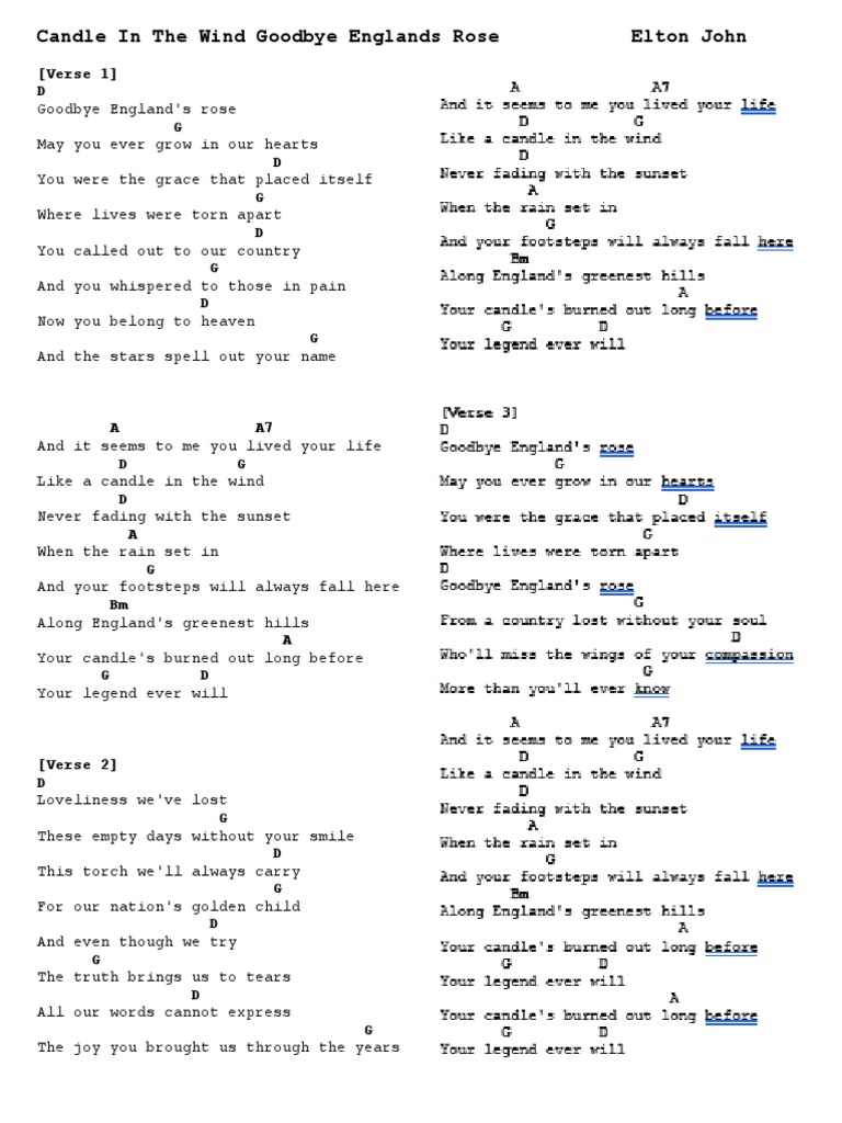 Elton John Doodbye English Rose | PDF