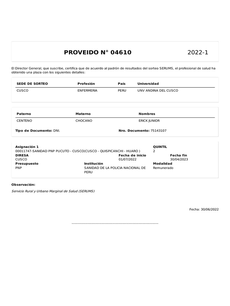 Proveido - Centeno ENF | PDF