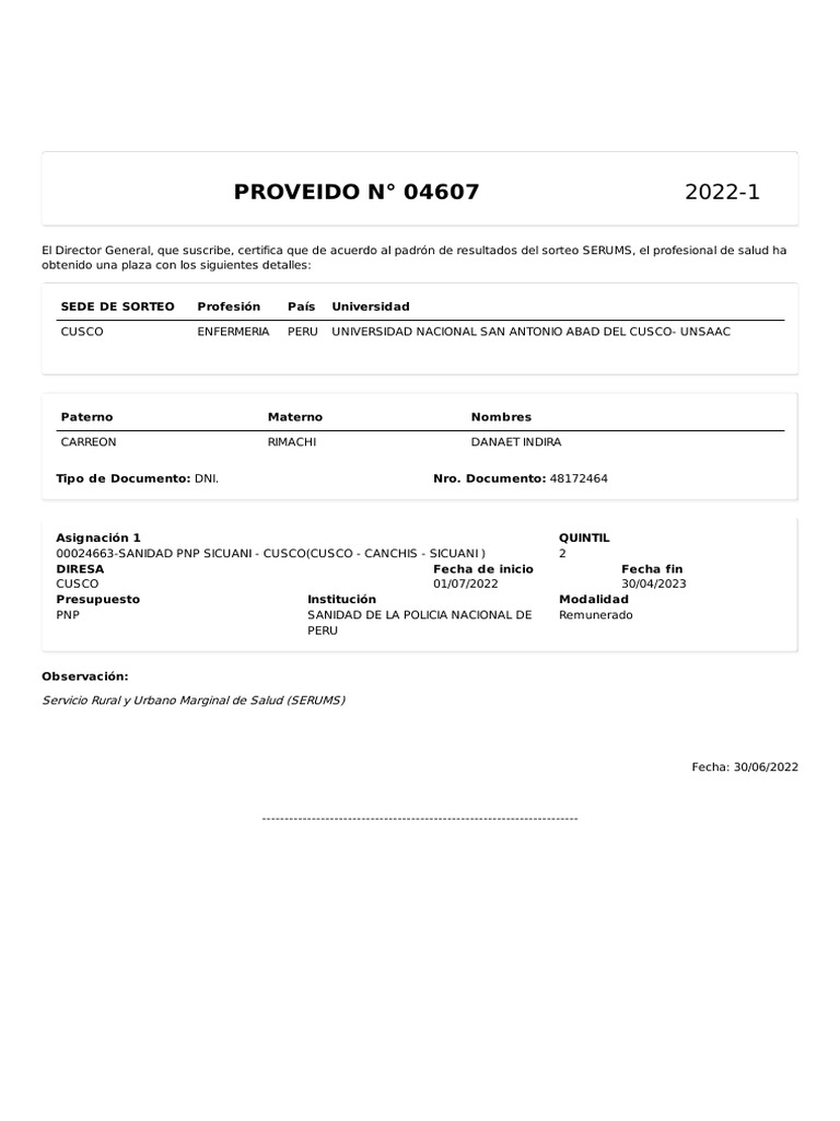 Proveido - Carreon ENF | PDF