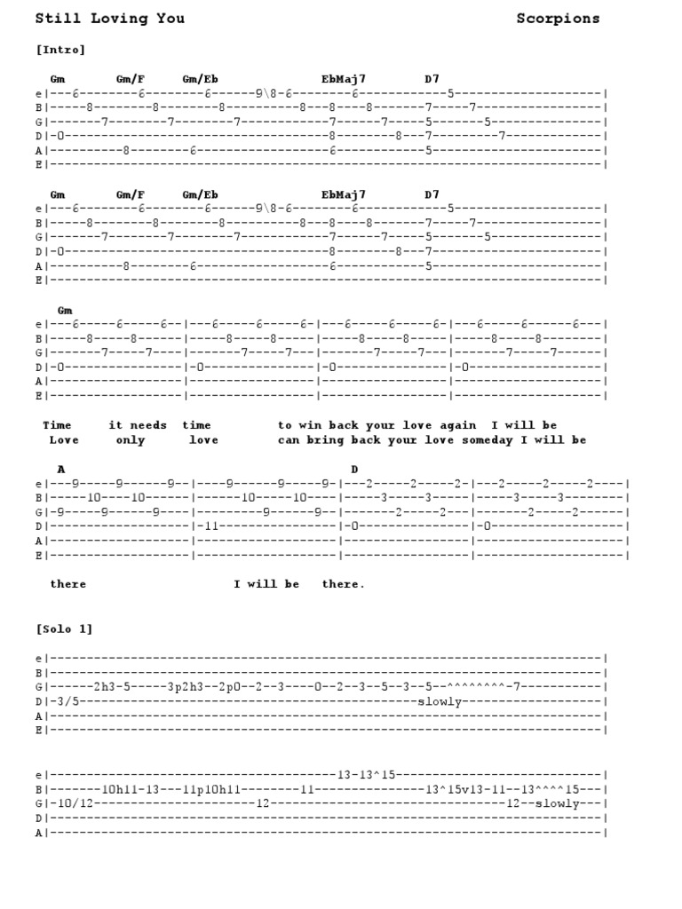 Scorpions: Still Loving You Tabs | PDF | Songs
