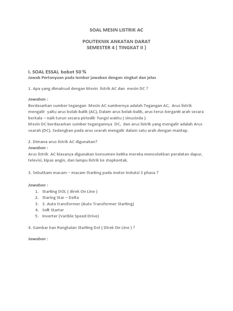 SOAL MESIN LISTRIK AC (Mudah) | PDF