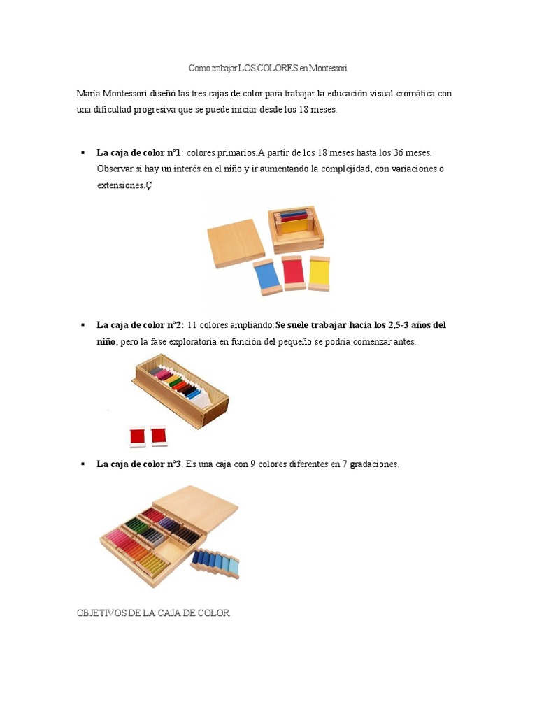Como Trabajar LOS COLORES en Montessori | PDF