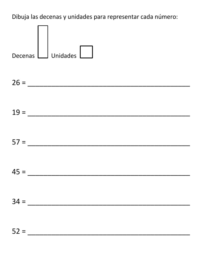Dibuja Las Decenas y Unidades para Representar Cada Número | PDF