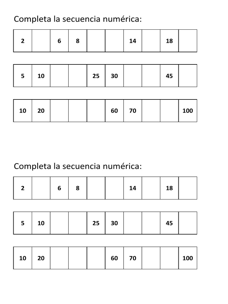 Completa La Secuencia Numérica | PDF