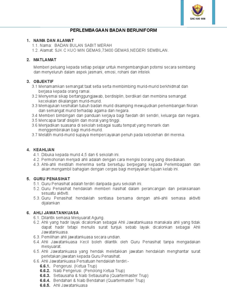 03 - Perlembagaan BBSM | PDF