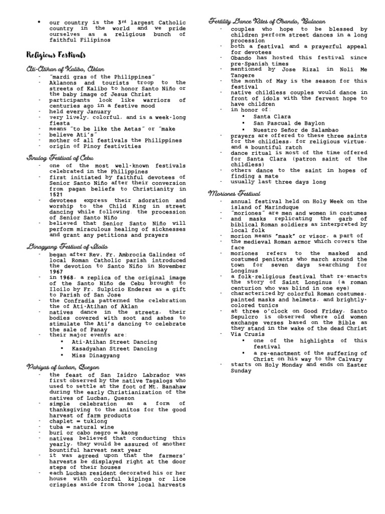 Religious Festivals: Fertility Dance Rites of Obando, Bulacan | PDF