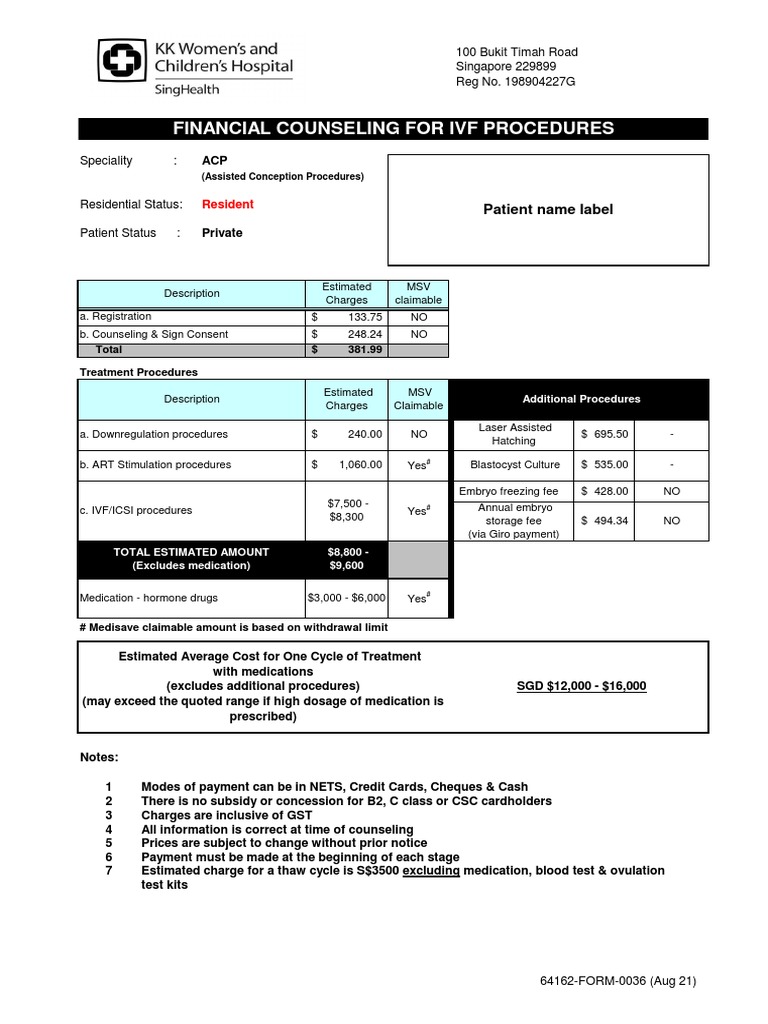 Financial Counseling For IVF (Resident) | PDF | In Vitro Fertilisation ...