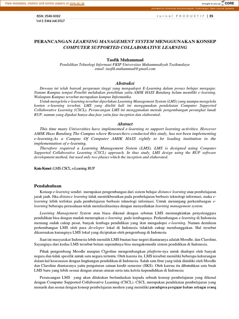 Perancangan Learning Management System Menggunakan Konsep Computer Supported Collaborative ...