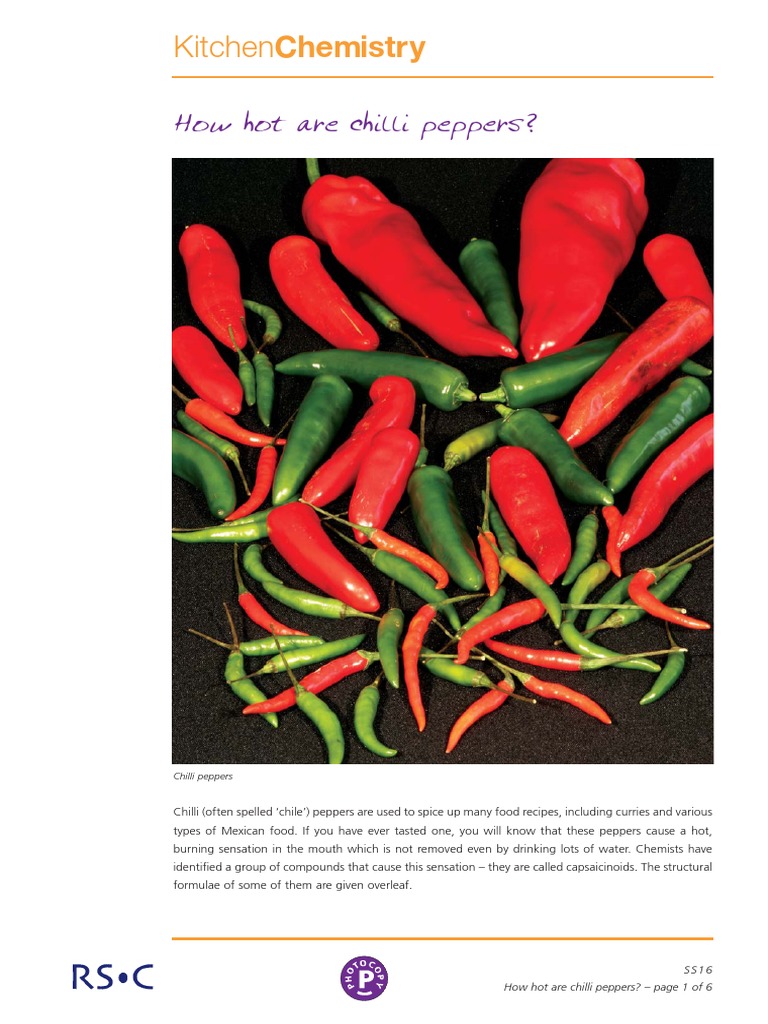 Chemisty - How Hot Are Chillis | PDF | Chili Pepper | High Performance ...