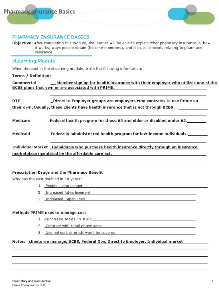 Pharmacy Insurance Basics | PDF | Prescription Drugs | Insurance