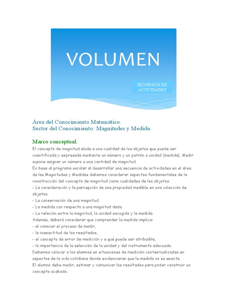 VOLUMEN | PDF | Medición | Volumen