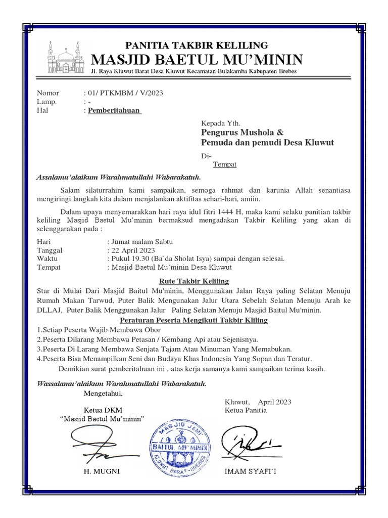 Panitia Takbir Keliling | PDF