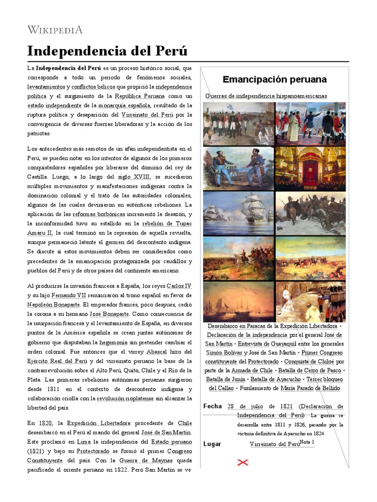 Proceso de Independencia del Perú | PDF | Perú | América del Sur