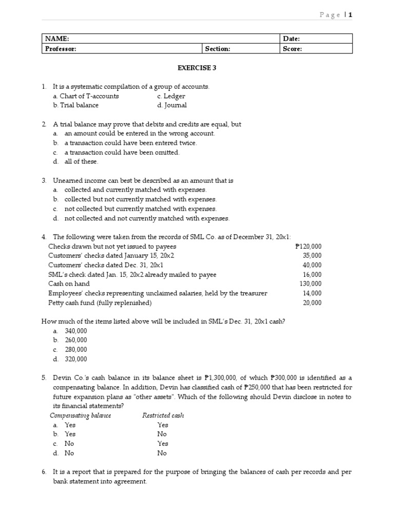 EXERCISEs | PDF | Debits And Credits | Dividend