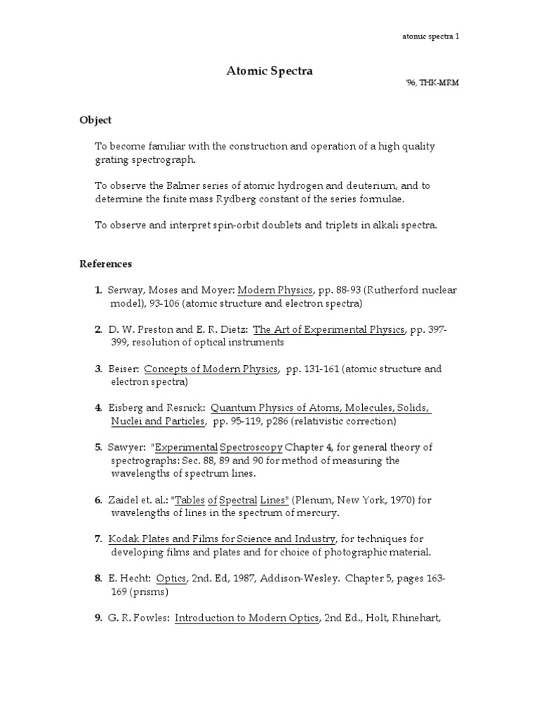 Atomic Spectra | PDF | Science & Mathematics