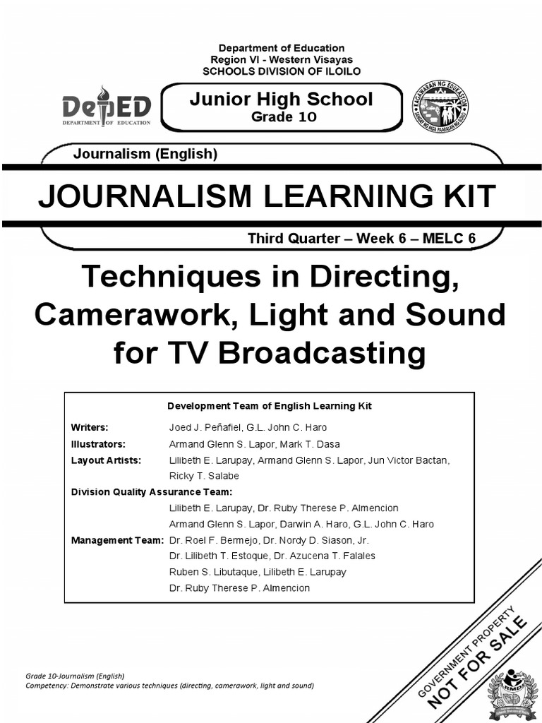 Journalism Learning Kit Techniques in Directing, Camerawork, Light and ...