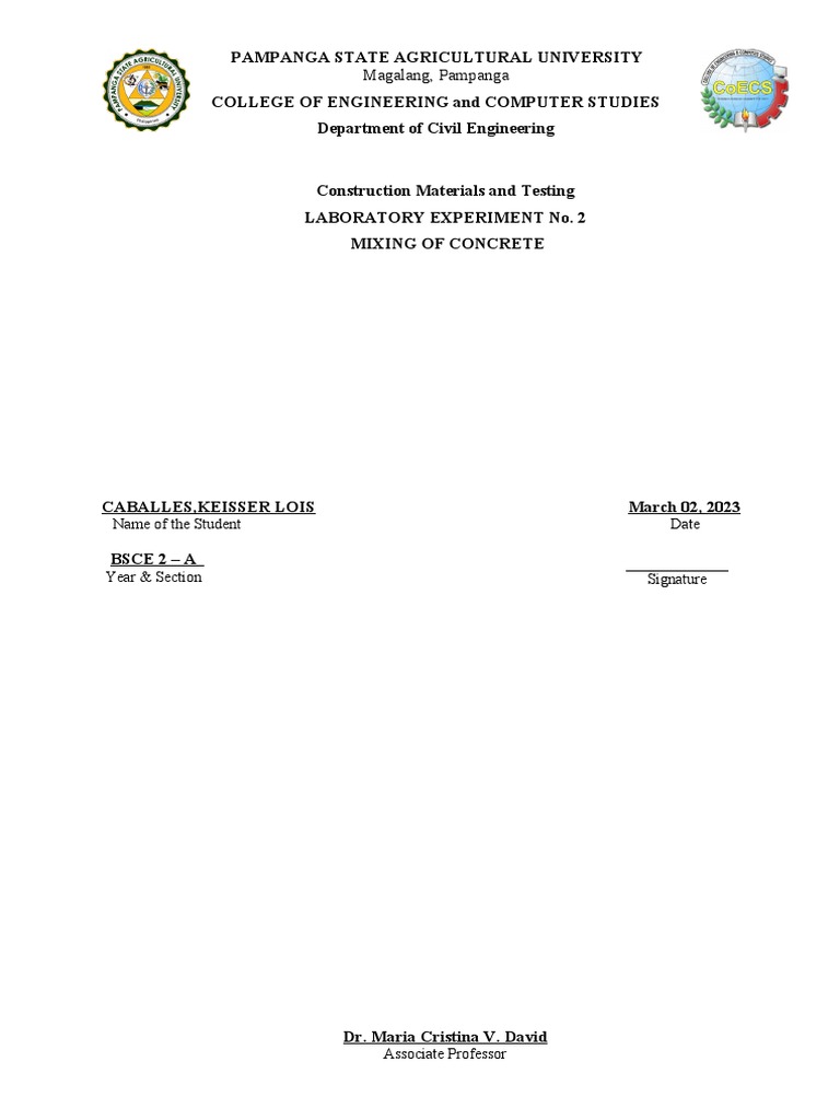 Lab Report (Slump Test) | PDF | Concrete | Construction Aggregate