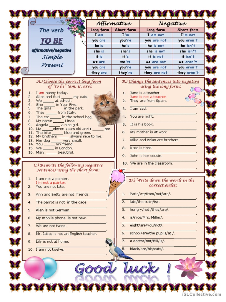 Verb To Be: Affirmative & Negative Guide | PDF