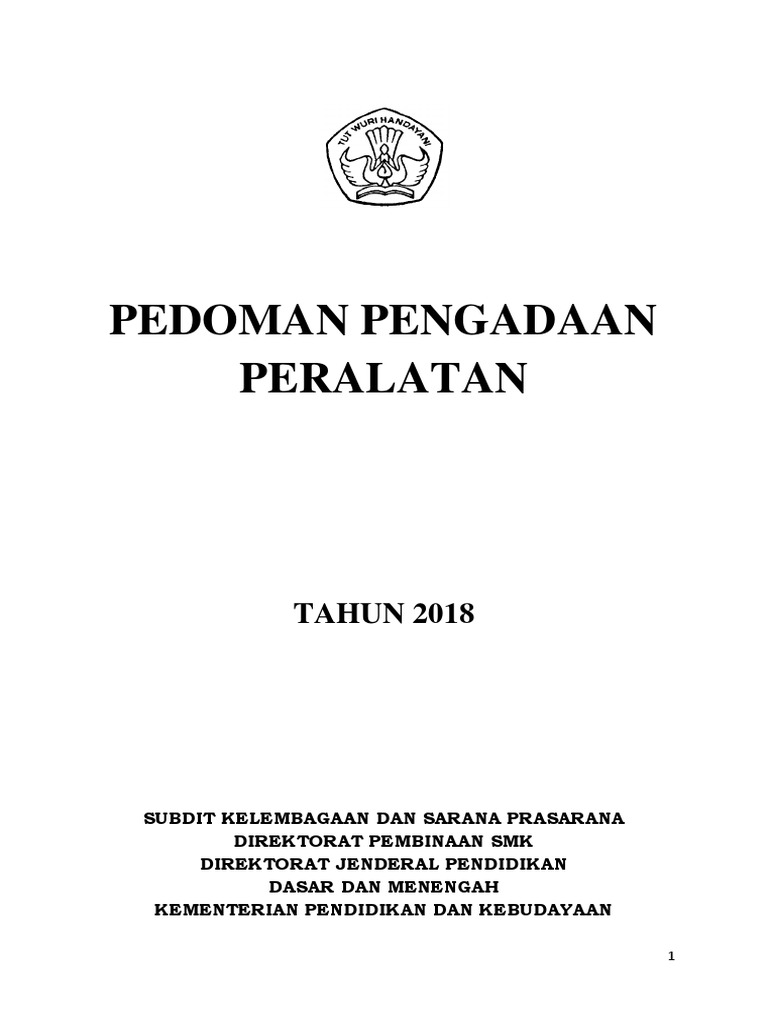 Pedoman Pengadaan Peralatan Tahun 2018 | PDF