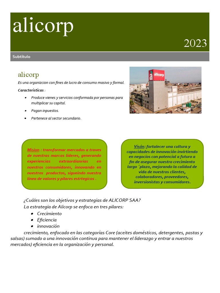 Trabajo Grupo 4 Alicorp | PDF | Negocios económicos | Economias