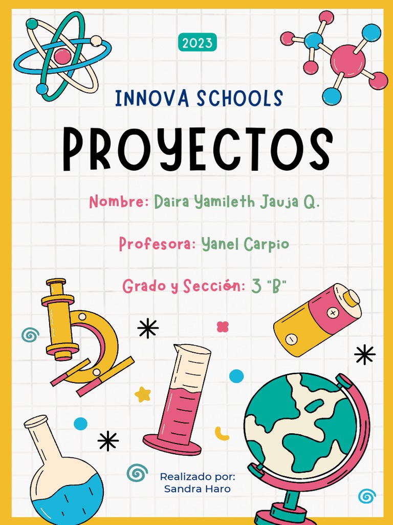 Documento A4 Portada Carátula Proyecto Ciencias Química Doodle Amarillo ...