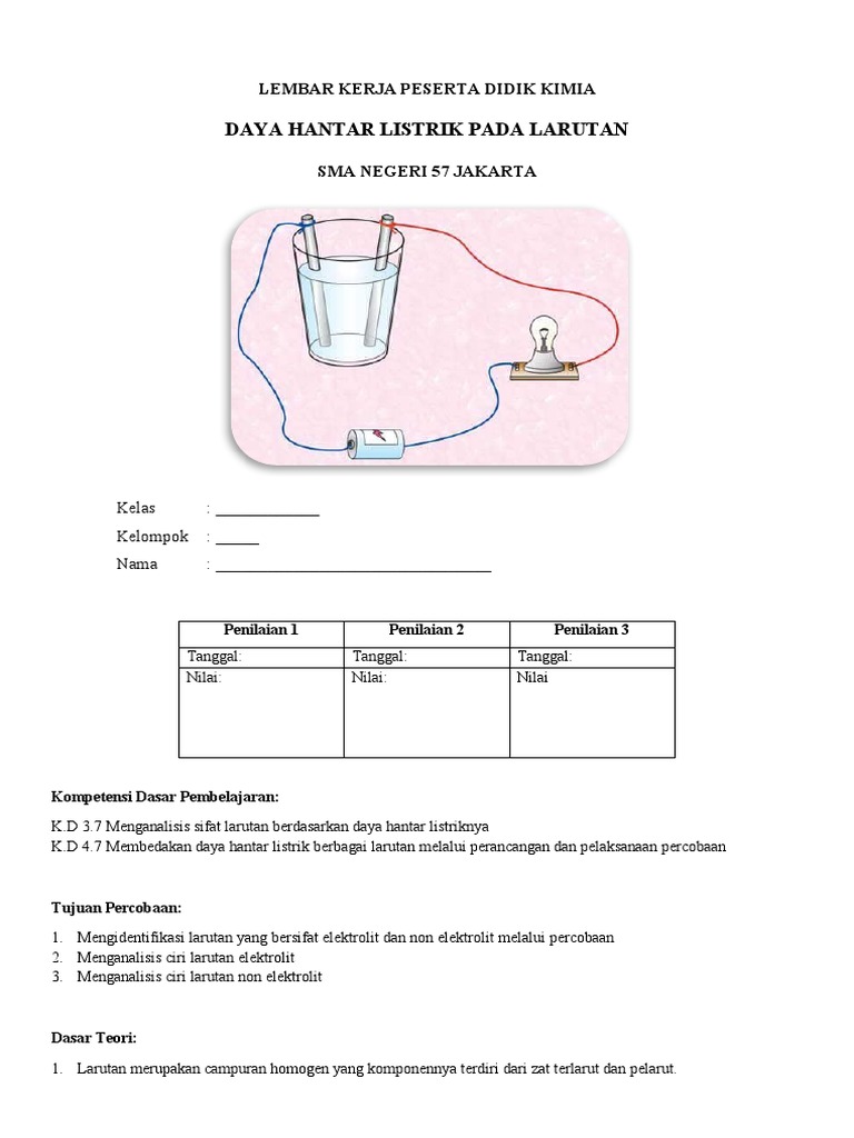 LKPD Daya Hantar Listrik Larutan | PDF