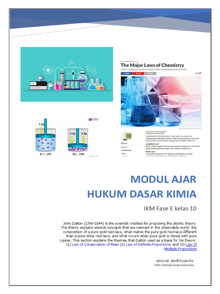 Modul Ajar Hukum Dasar Kimia: IKM Fase E Kelas 10 | PDF