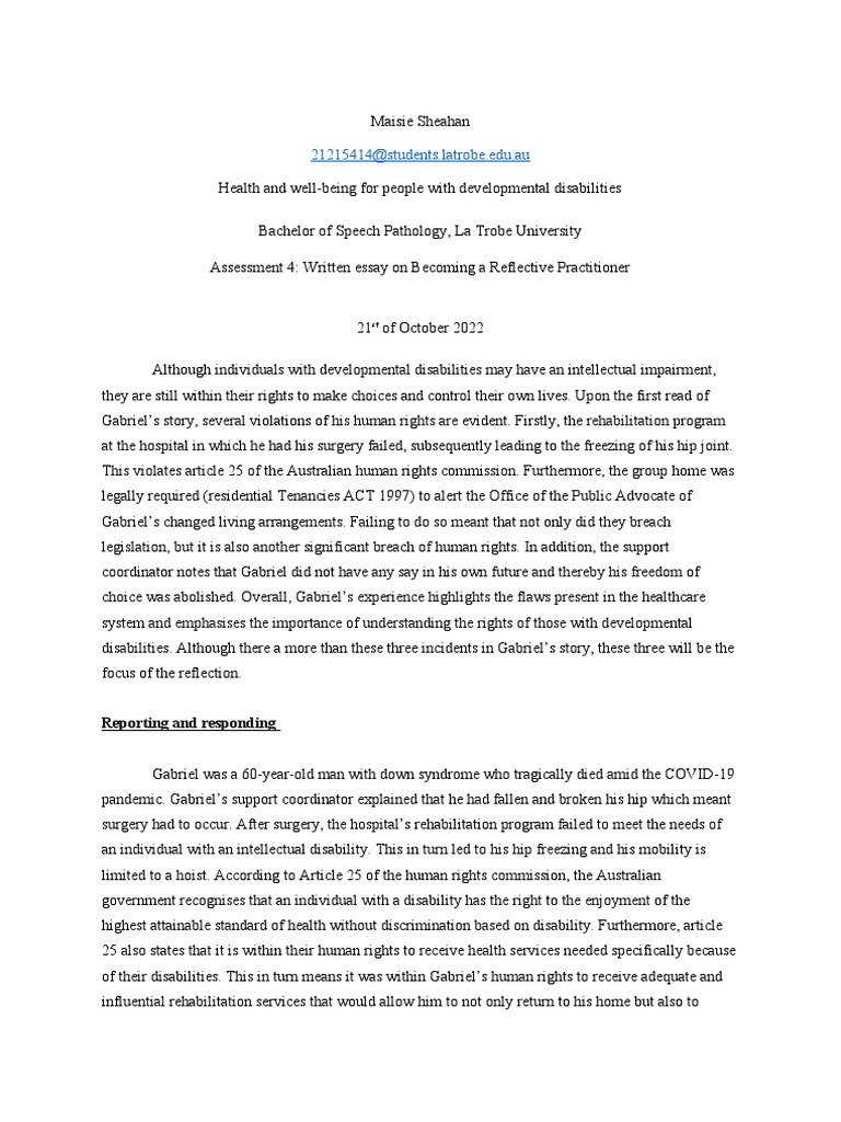 Health Reflective Essay | Download Free PDF | Mental Health | Disability