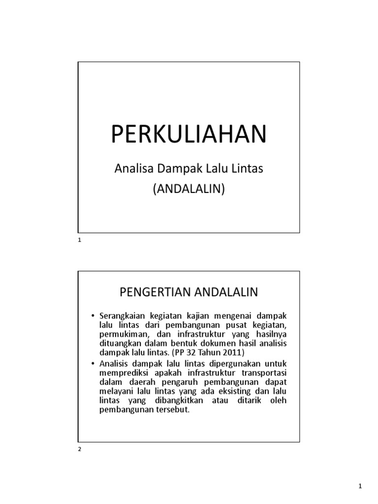 Perkuliahan: Analisa Dampak Lalu Lintas (Andalalin) | PDF