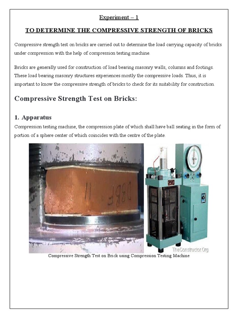 Experiment-1 Eng Mech & Civil Eng. | PDF | Brick | Masonry